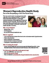 Join an NIEHS Study - Studies - Women's Reproductive Health Study